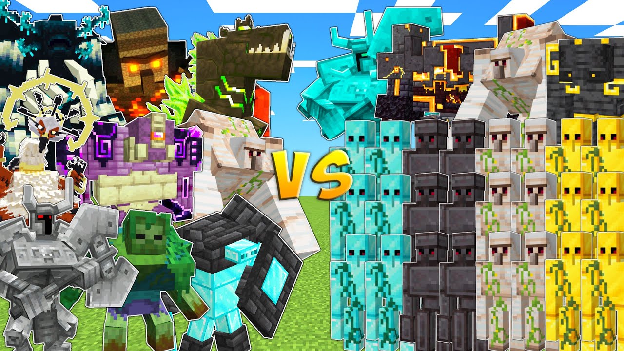 OP BOSSES vs DIAMOND, NETHERITE, IRON & GOLD ARMY - Minecraft videos