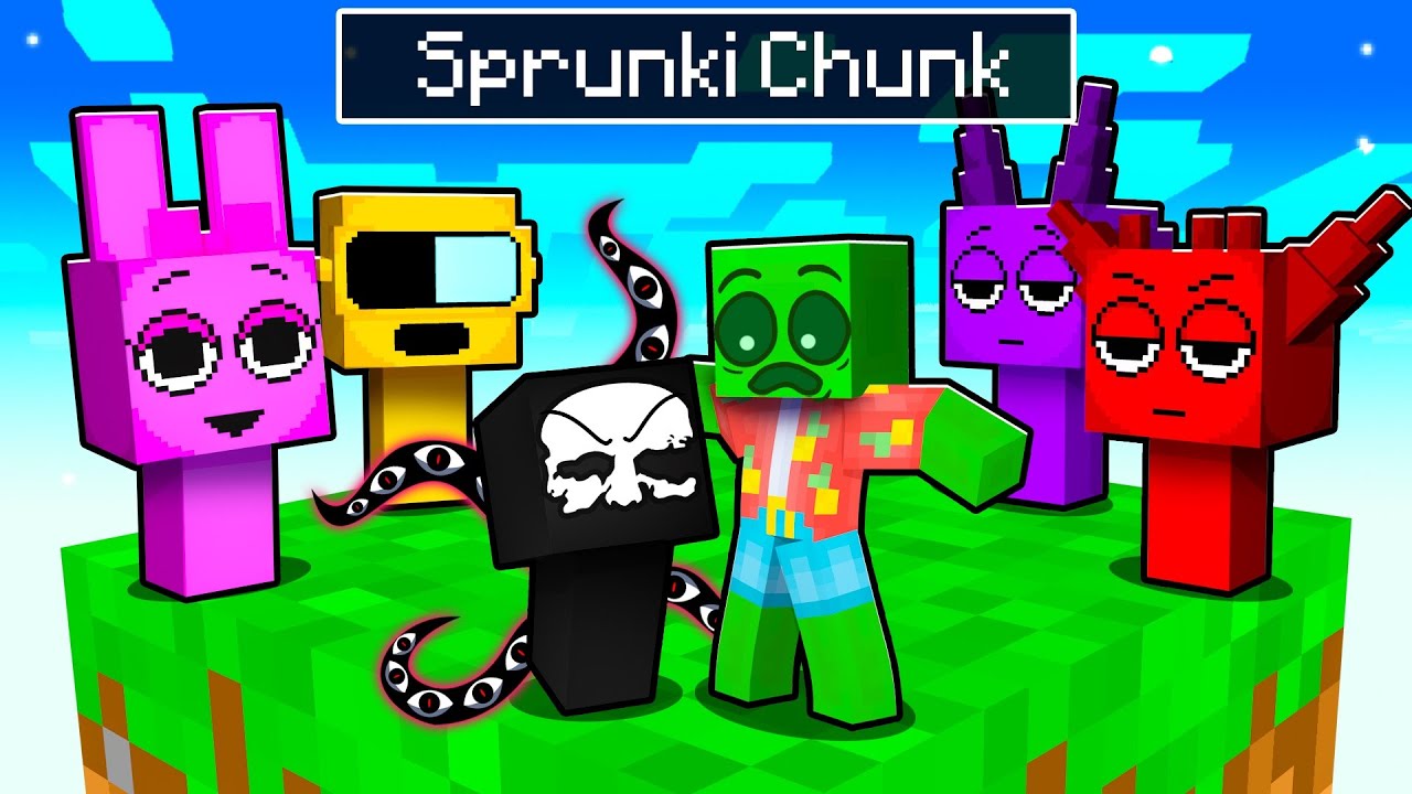 One Slime Block on a SPRUNKI CHUNK in Minecraft! - Minecraft videos