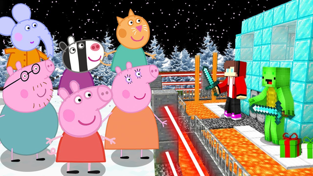 PEPPA PIG Family vs Security House in Minecraft Maizen JJ and Mikey Christmas - Minecraft videos