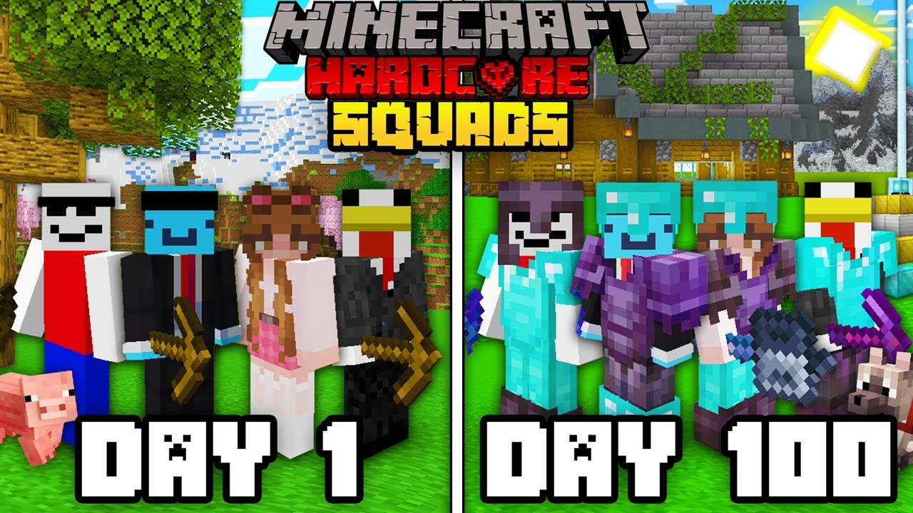 We Survived 100 Days in Minecraft Hardcore... SQUADS! - Minecraft videos