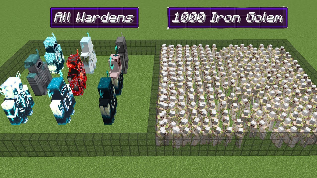 1000 iron golem vs all wardens | Minecraft Mob Battle - Minecraft videos