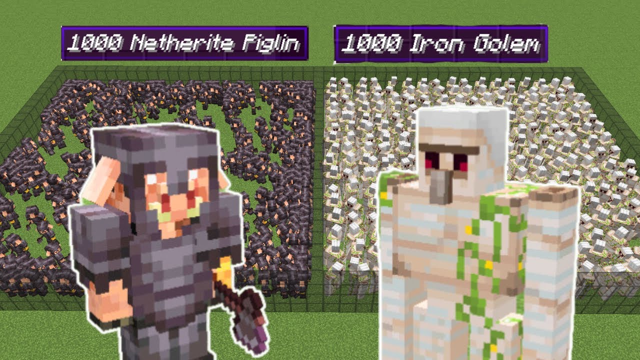 1000 iron golems vs 1000 netherite piglin brute | Minecraft Mob Battle ...