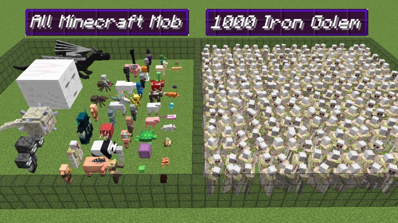 1000 iron golems vs all minecraft mobs | Minecraft Mob Battle ...