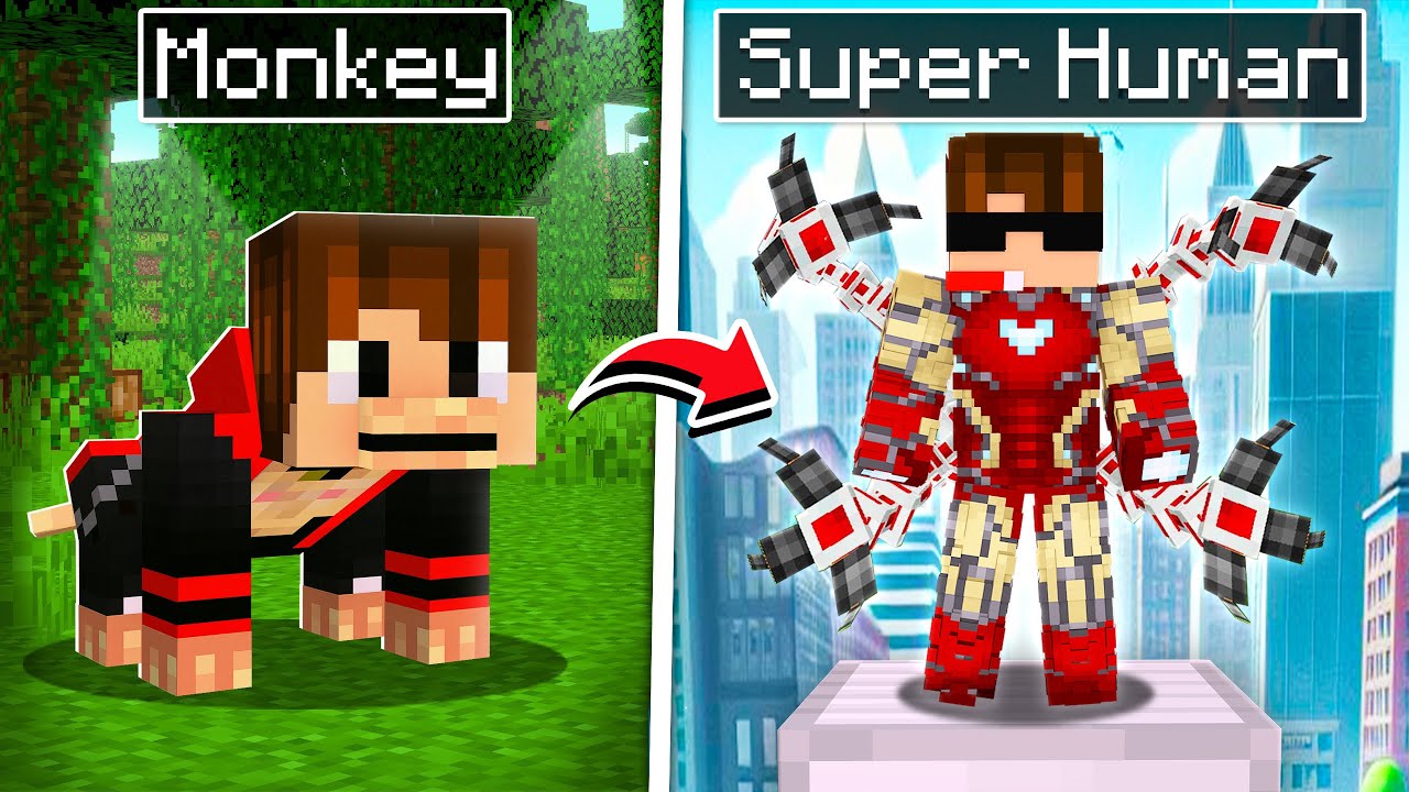 Evolving From MONKEY to SUPER HUMAN in Minecraft !!! - Minecraft videos