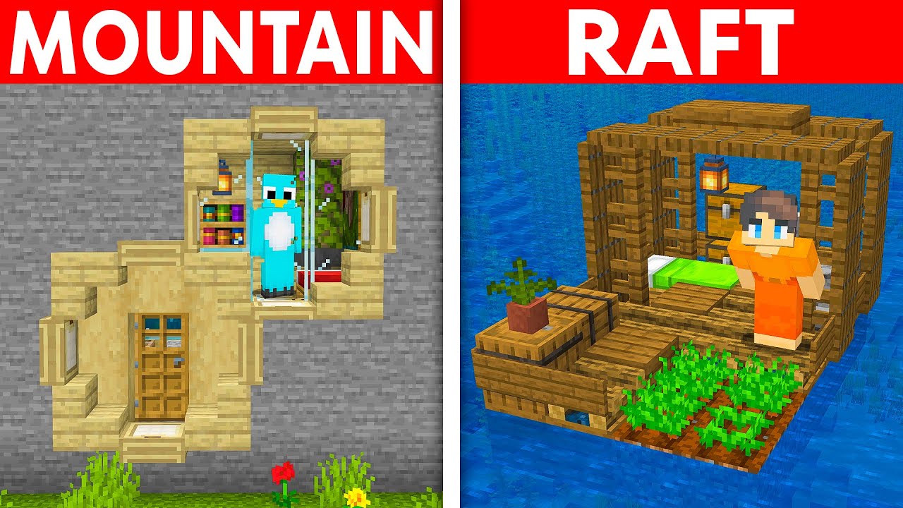 How To Build 4 EASY STARTER HOUSES in Minecraft - Minecraft videos