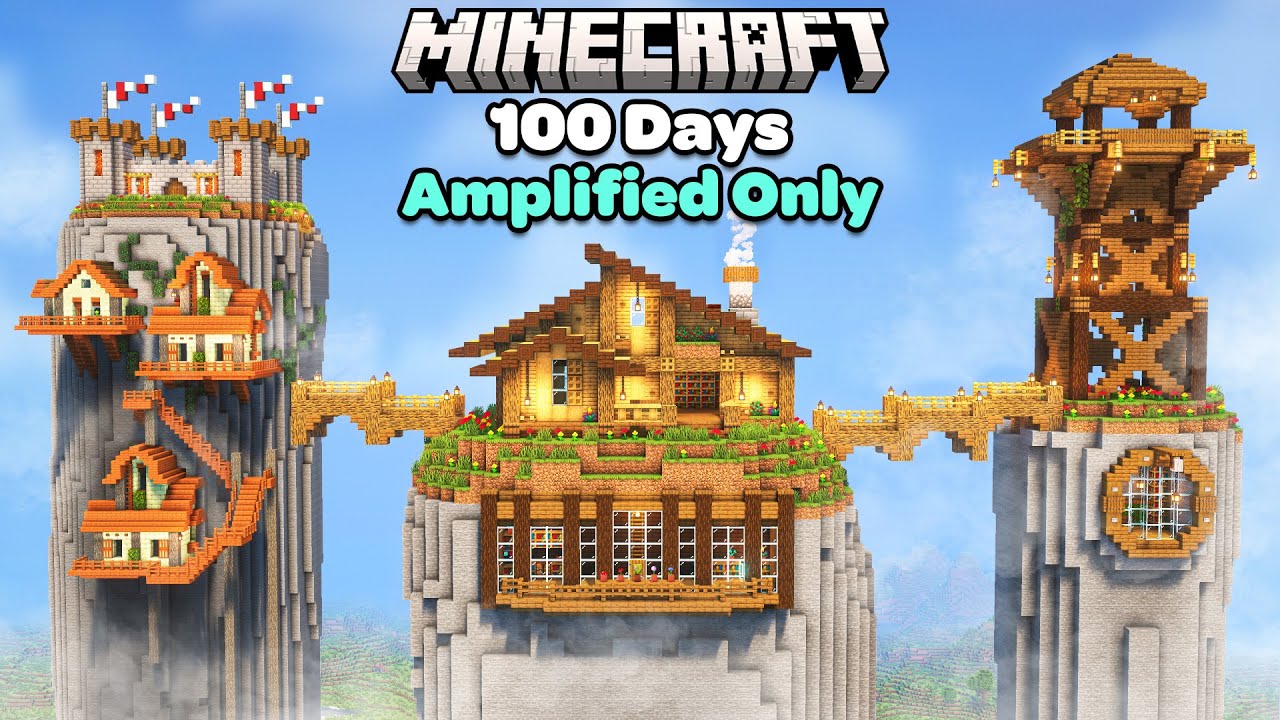I Spent 100 Days in an Amplified Only World in Minecraft - Minecraft videos