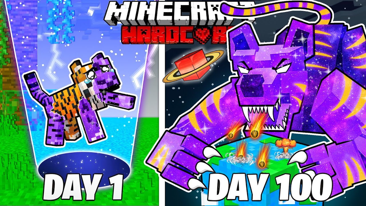 I Survived 100 Days as a COSMIC TIGER in HARDCORE Minecraft - Minecraft ...