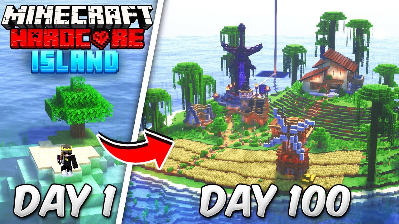 I Survived 100 Days on a DESERTED ISLAND in Minecraft Hardcore - Minecraft videos