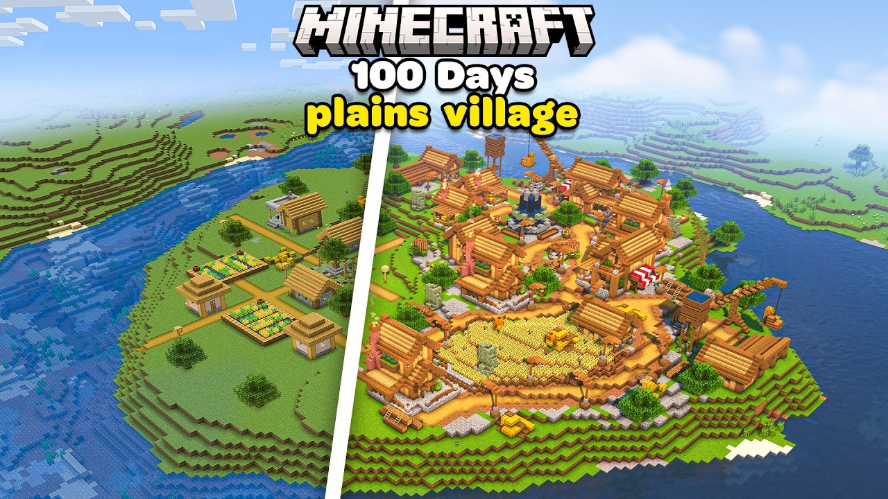 I Transformed a Plains Village in a Minecraft Makeover #100Days ...