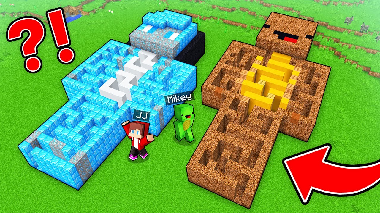 JJ and Mikey: POOR vs RICH Statue Maze Challenge Battle in Minecraft - Maizen - Minecraft videos