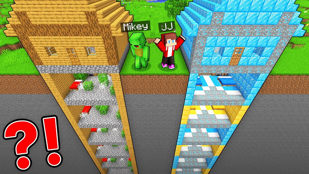 JJ and Mikey: POOR vs RICH Underground Secret Base Battle in Minecraft - Maizen - Minecraft videos