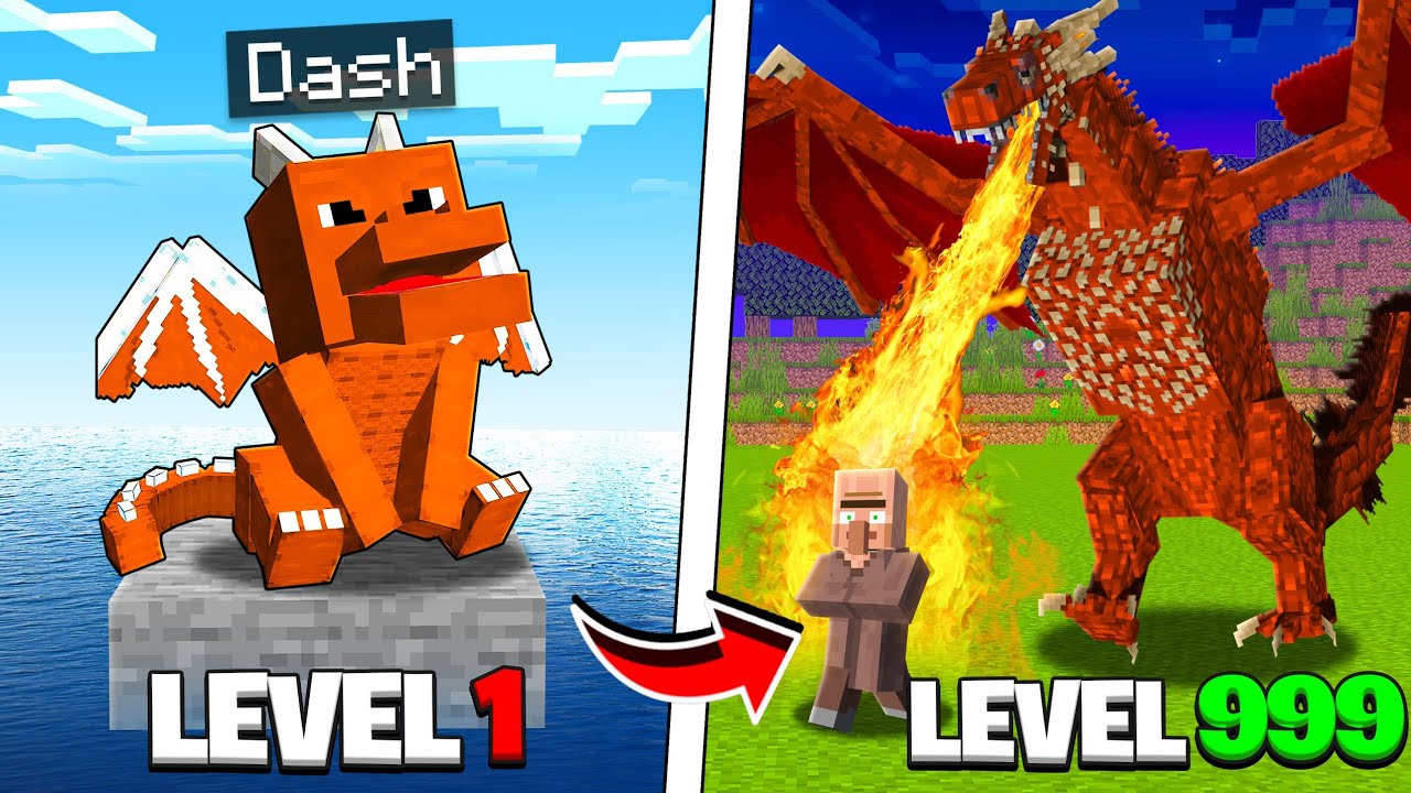 Level 1 Vs Level 999 Evolving DRAGON In Minecraft.... - Minecraft videos