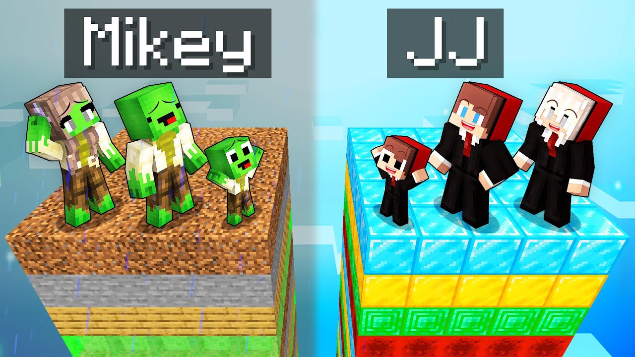 Mikey Family POOR vs JJ RICH Family Random Layer Chunk in Minecraft (Maizen) - Minecraft videos