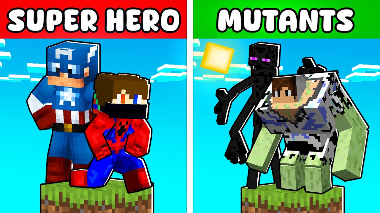 SUPERHERO vs MUTANT One Block in Minecraft! - Minecraft videos